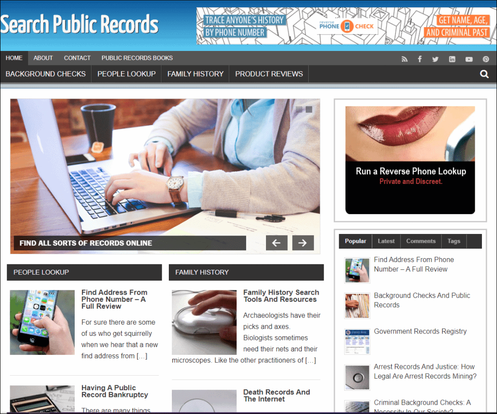 Public Records Pre-made Niche Website/Blog - Niche PLR Blogs